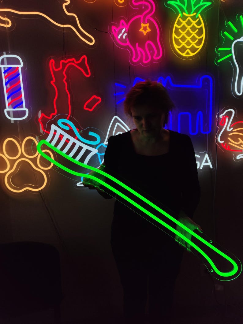 Toothbrush Neon Sign, Teeth Cleaning Led Neon, Dentist Led Light ...