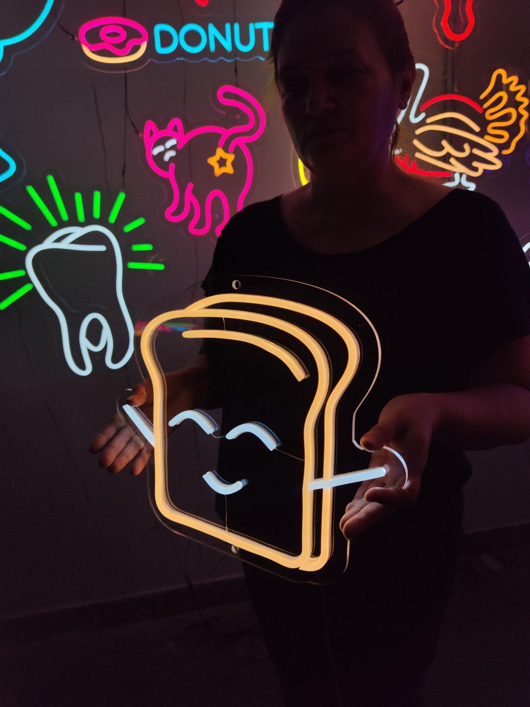 Toast Neon Sign, Bread Led Light Sign, Led Dining Room Decor, Bakery ...