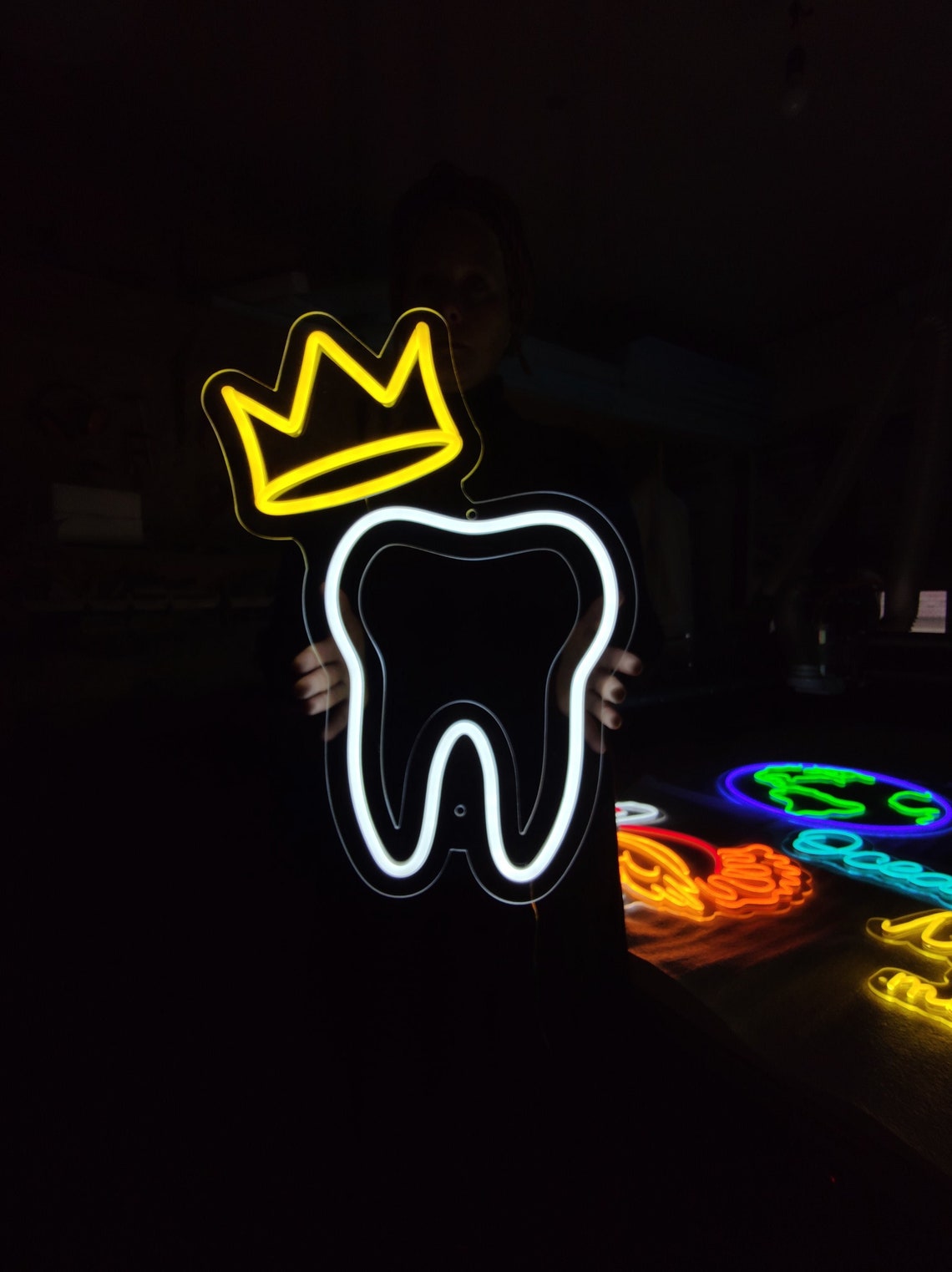 Tooth Neon Sign Tooth With a Crown Led Neon Medicine Led - Etsy