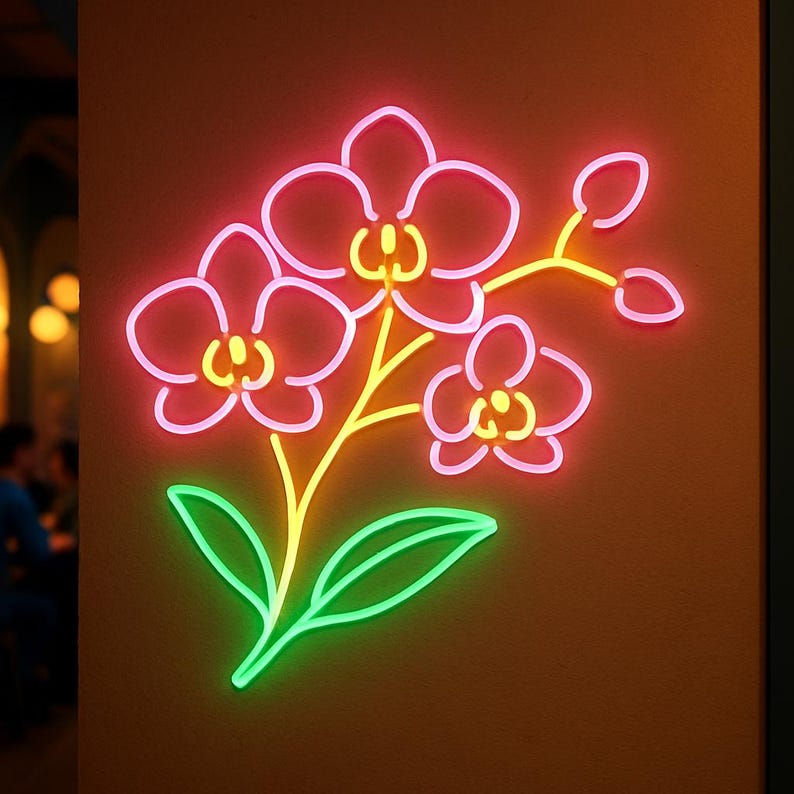 Orchid Neon Sign: Custom Floral Shop Decor Light - Etsy