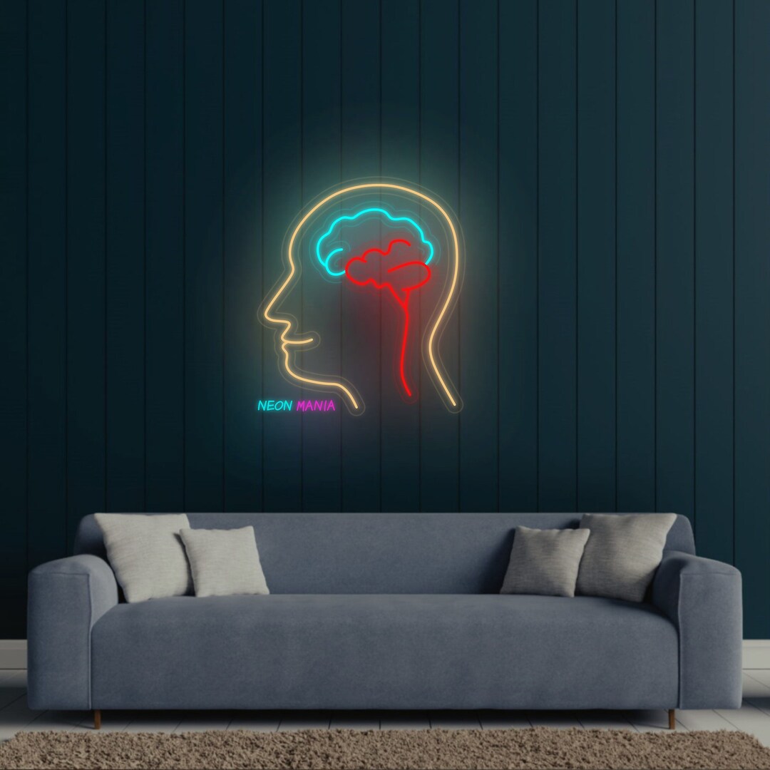 Head With Brain Neon Sign, Human Head With Brain Led Sign, Human Organ ...