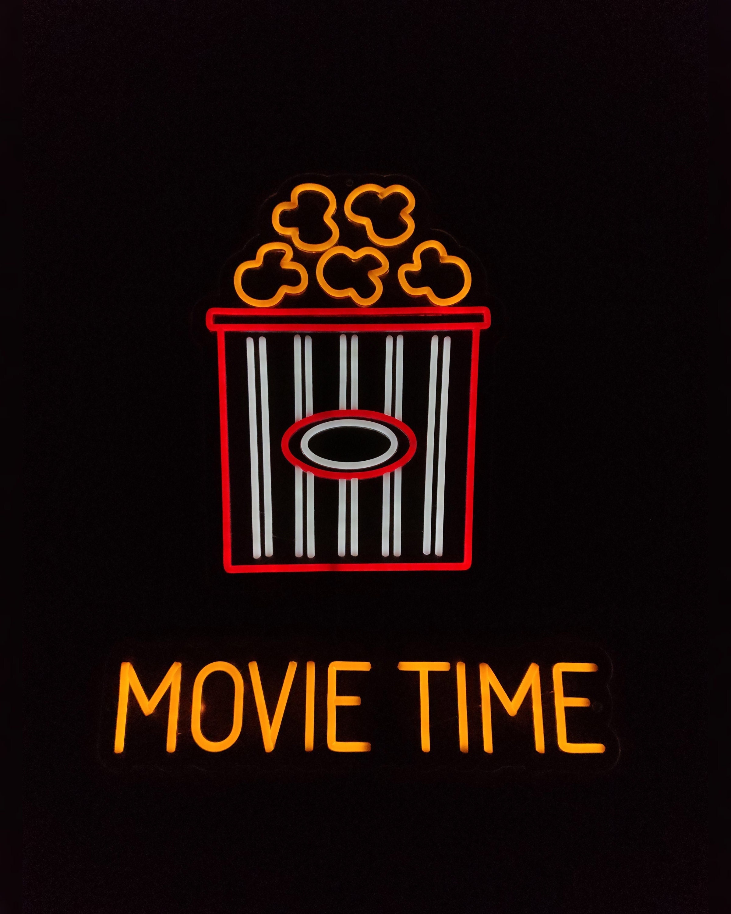 Popcorn Neon Sign, Movie Time Led Sign, Film Neon, Cinema Lights ...