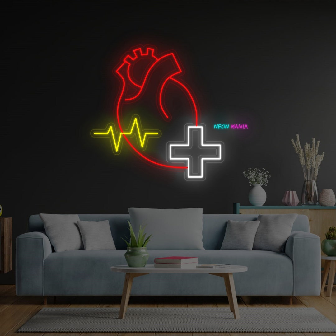 Cardiology Neon Sign: Light up Your Clinic. Heart Health Led Neon ...