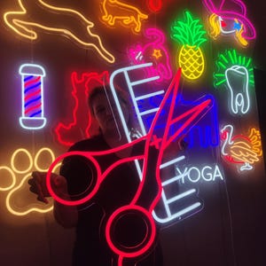 Scissors Neon Sign, Comb Led Sign, Barbershop Neon Light, Hairdressing ...