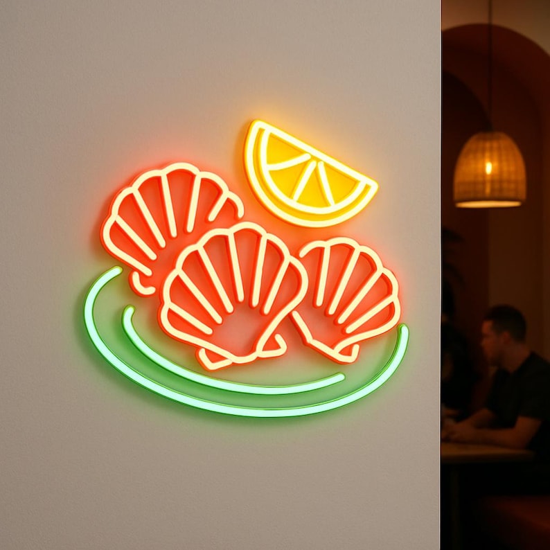 Scallops Neon Sign. Restaurant Light. Seafood Led Sign. Gift Idea for ...