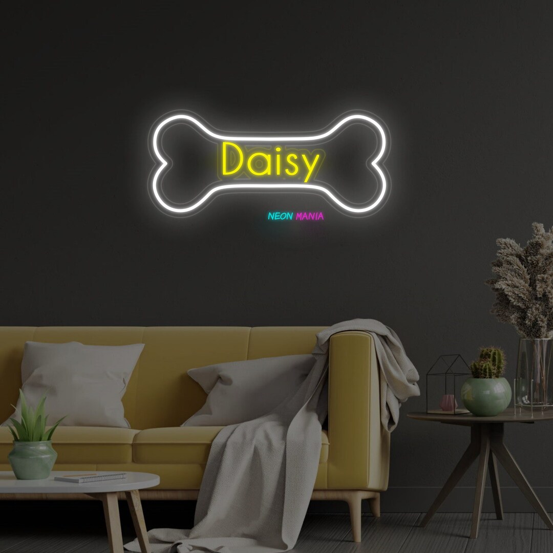 Custom Your Dog Name Neon Sign: Light up Your Home. Dog Bone Light Sign ...