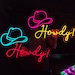 Howdy Neon Sign, Led Cowboy Hat Sign, Western Led Sign, North American ...