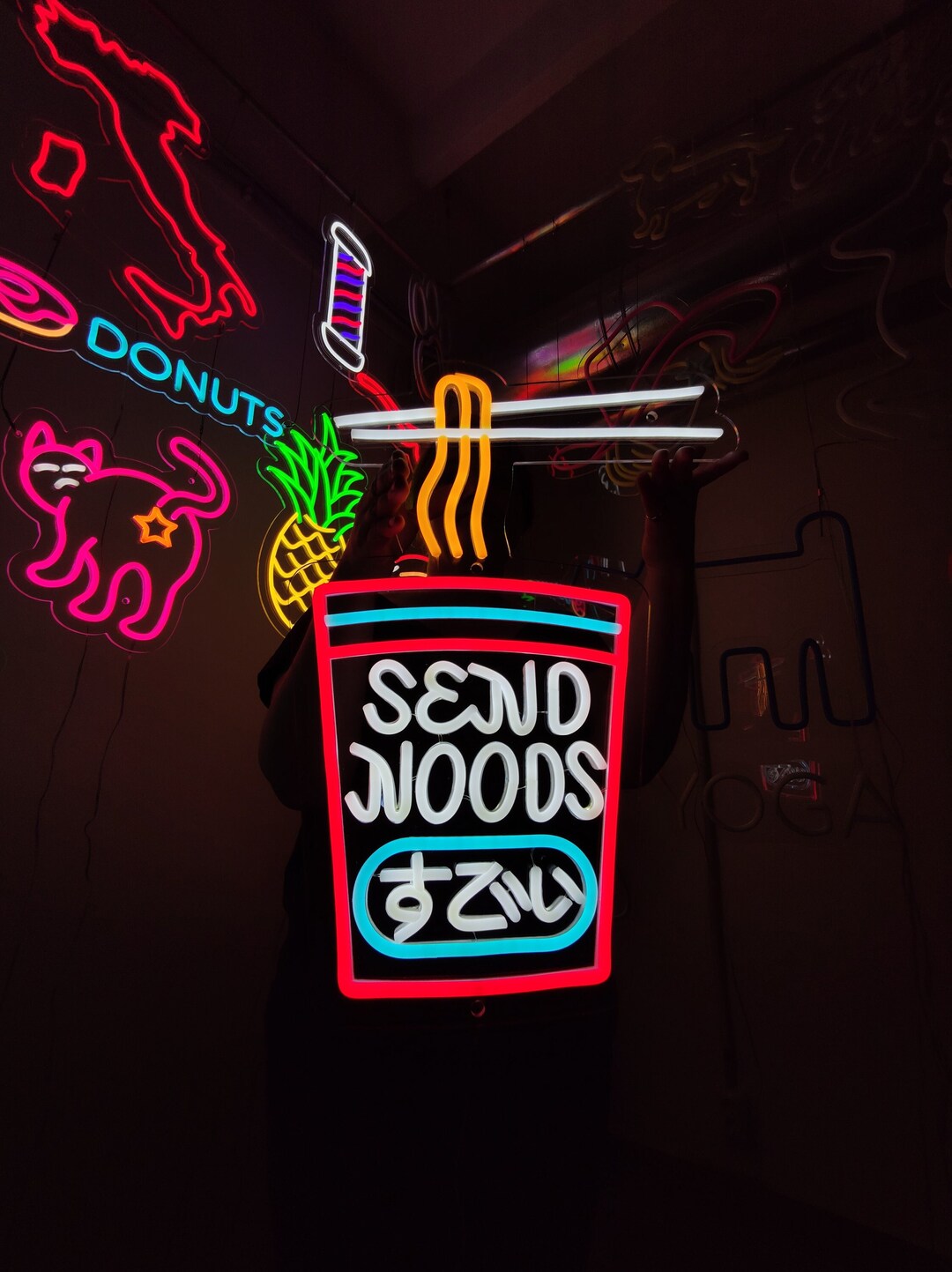 Send Noods Neon Sign, Noodle Neon Sign, Japanese Ramen Led Neon Sign ...