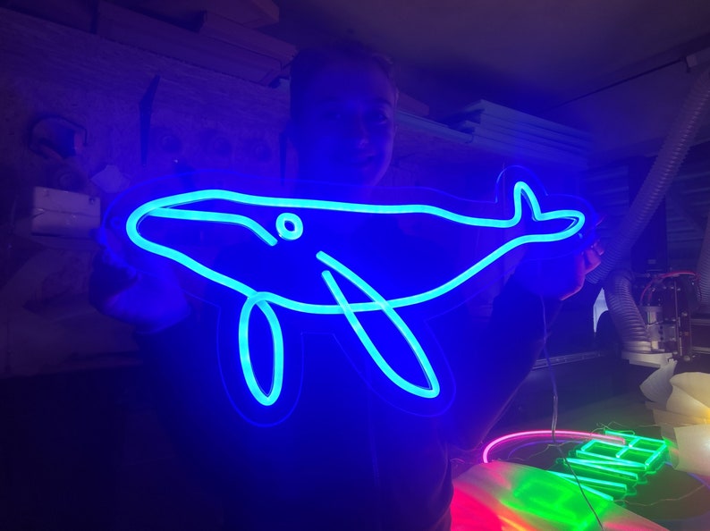 Whale Neon Sign Sea Animals Led Neon Custom Whale Led Light - Etsy