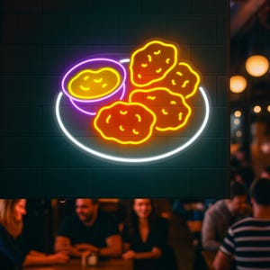 Nuggets Neon Sign, Chicken Wings Led Light Sign, Chicken Legs Neon ...
