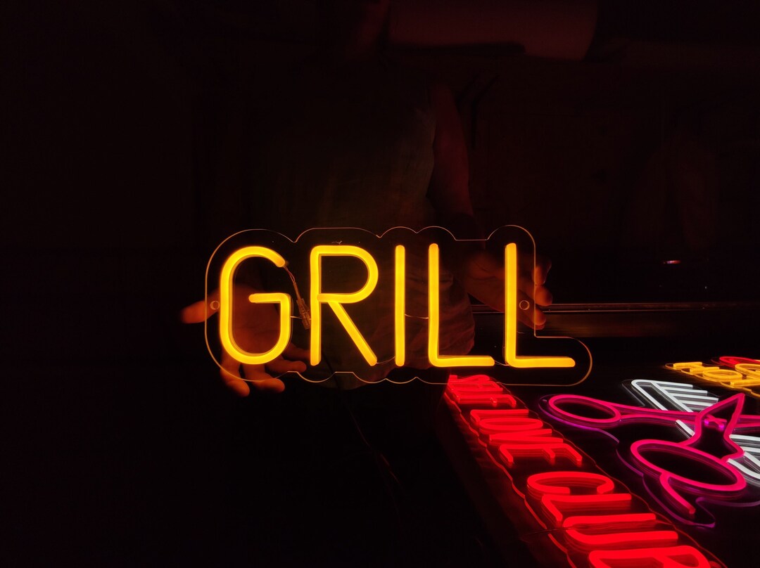 Grill Neon Sign, BBQ Led Light, Barbecue Neon Light, Custom Grill Bar ...