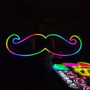 Mustache Neon Sign, Barbershop Led Neon, Barber Salon Led Light, Custom ...