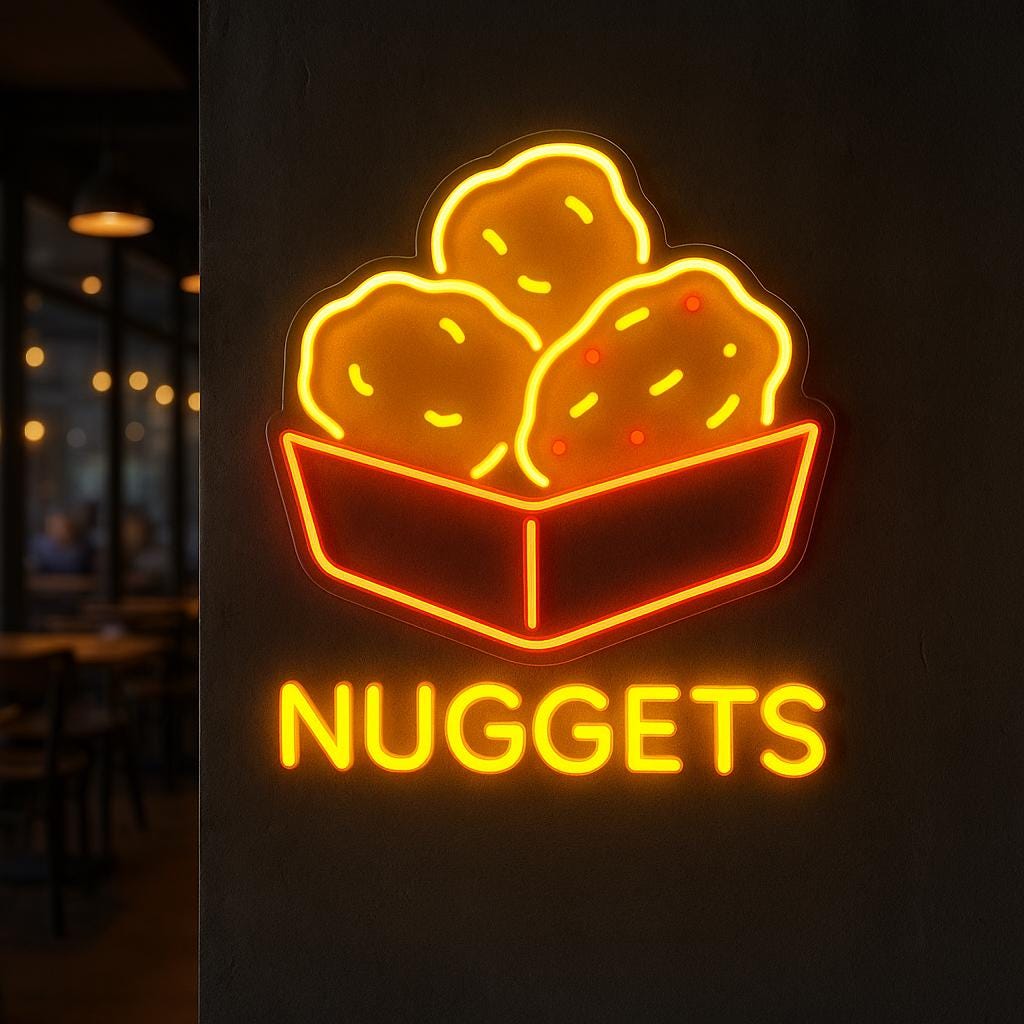 Nuggets Neon Sign, Chicken Wings Led Light Sign, Chicken Legs Neon ...