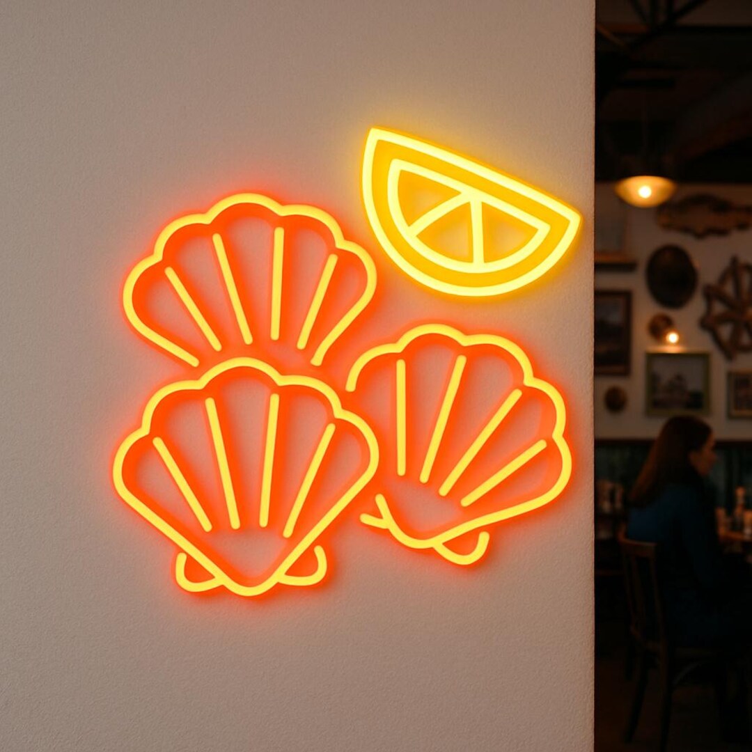 Scallops Neon Sign. Restaurant Light. Seafood Led Sign. Gift Idea for ...