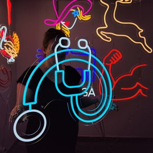 Stethoscope Neon Sign, Medical Instrument Led Light, Stethoscope Neon ...