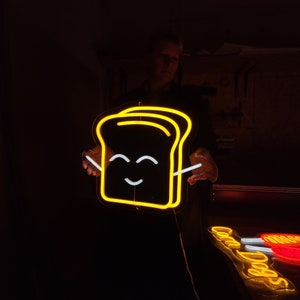 Toast Neon Sign, Bread Led Light Sign, Led Dining Room Decor, Bakery ...