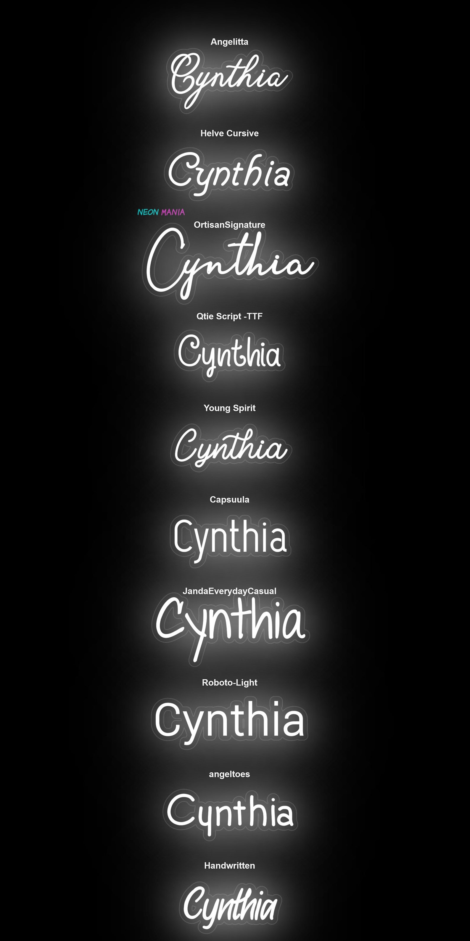 Cynthia Name Neon Sign Cynthia Led Neon Sign Custom Name - Etsy