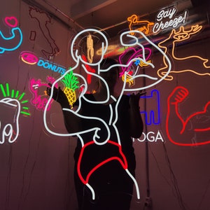 Athlete Neon Sign, Sportsman Neon Light, Man With Muscles Led Night ...