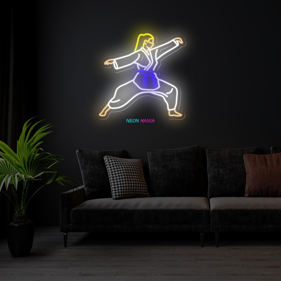Karate Neon Sign: Light up Your Karate Studio. Karate Woman Led Light ...