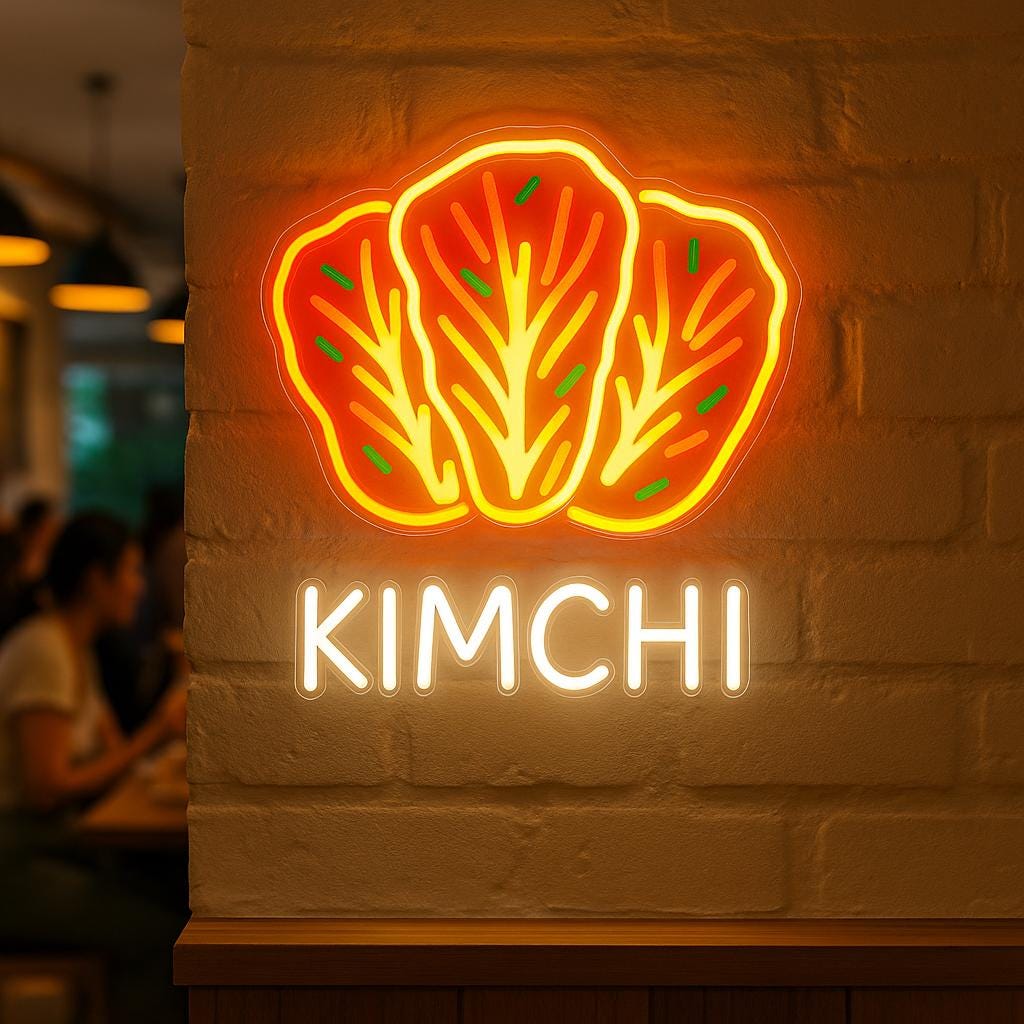 Kimchi Neon Sign. Korean Food LED Decor. Restaurant Neon Decor. Spicy ...