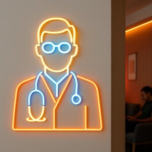 Doctor With Stethoscope Neon Sign. Hospital Light. Clinic Led Sign ...
