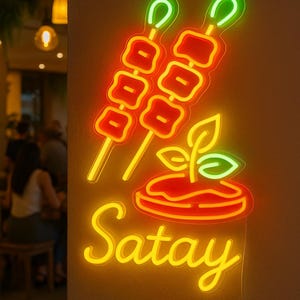 Satay Neon Sign. Barbecue Led Light. Grill Neon Decor. Vietnamese ...