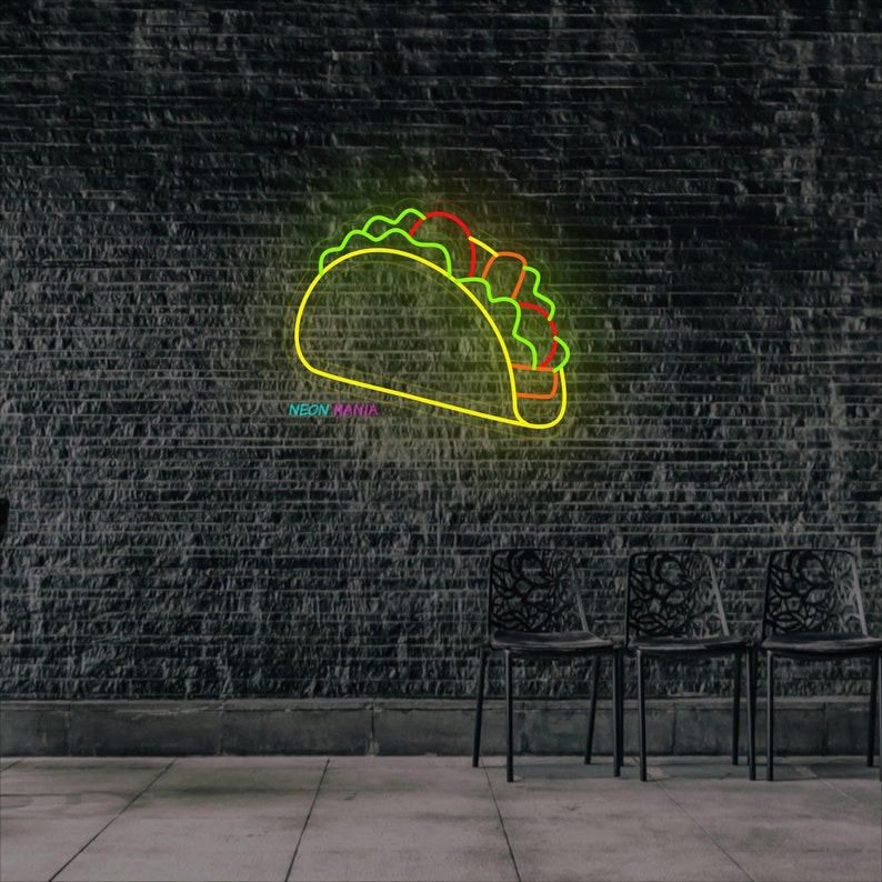 Taco Neon Sign Tacos Led Light Mexican Neon Lights Mexican | Etsy