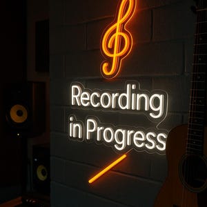 Music Studio Neon Sign. Recording in Progress, Sound On, Microphone ...