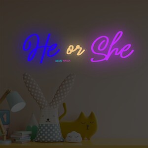 He or She Neon Sign, Baby Shower Led Light, Gender Reveal Party ...