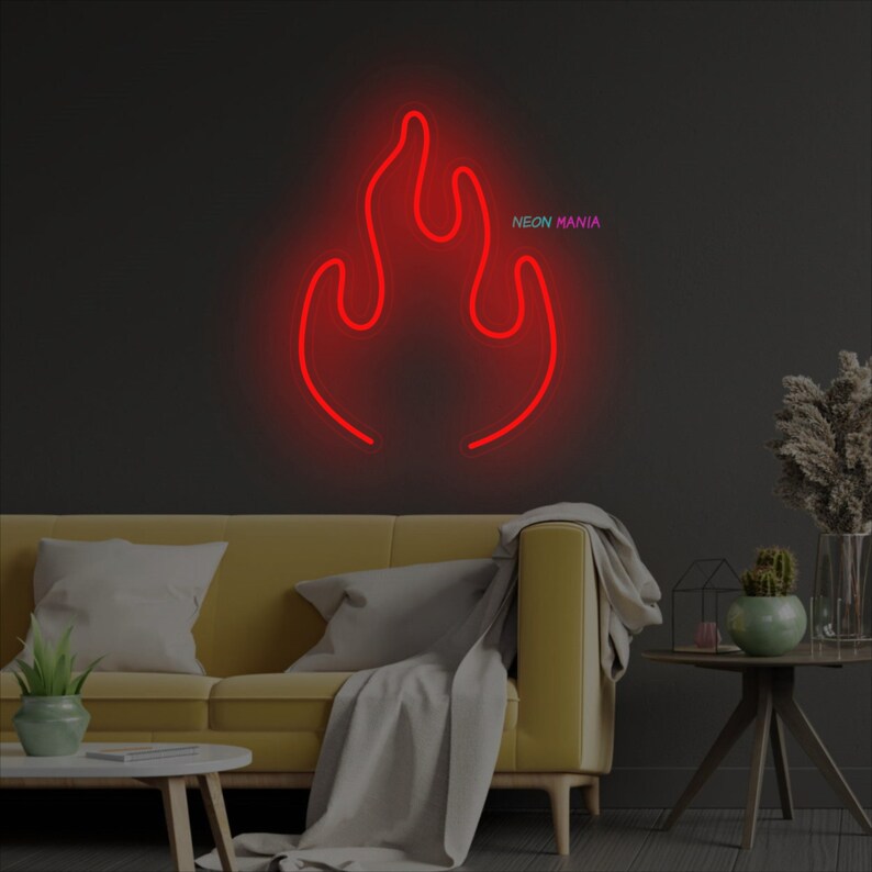 Fire Flame Neon Sign Flame Led Light Sign Custom Fire Room - Etsy