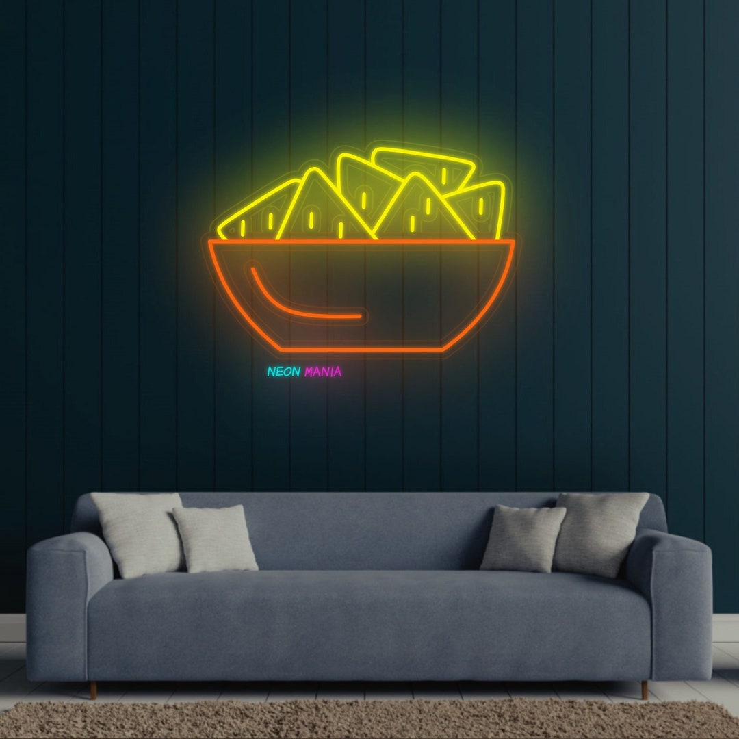 Nachos Neon Sign, Plate of Nachos Neon Light, Mexican Nachos Light Sign ...