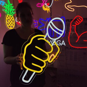 Microphone Neon Sign, Karaoke Led Light, Stand up Show Led Light ...