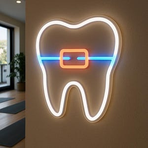 Tooth With a Brace Neon Sign. Teeth Braces Led Neon. Dental Braces Led ...