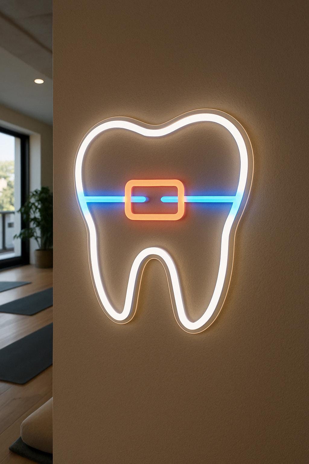 Tooth With a Brace Neon Sign. Teeth Braces Led Neon. Dental Braces Led ...