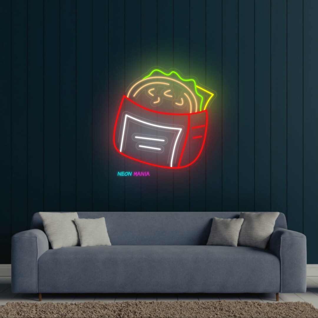 Burger in a Bag Neon Sign, Cheeseburger Led Sign, Hamburger Neon Light ...