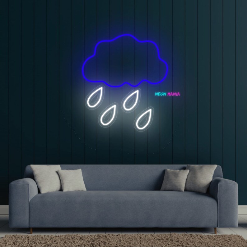 Cloud Neon Sign Raining Cloud Led Neon Rain Led Light - Etsy