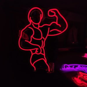 Athlete Neon Sign, Sportsman Neon Light, Man With Muscles Led Night ...