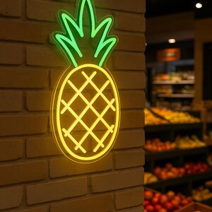 Pineapple Neon Sign. LED Fruit Shop Decor. Exotic Fruit Light Sign ...
