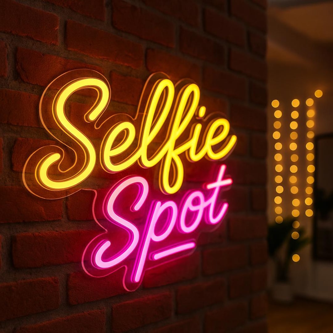 Selfie Spot Neon Sign. Photo Place Led Sign. Photo Place at Events Neon ...