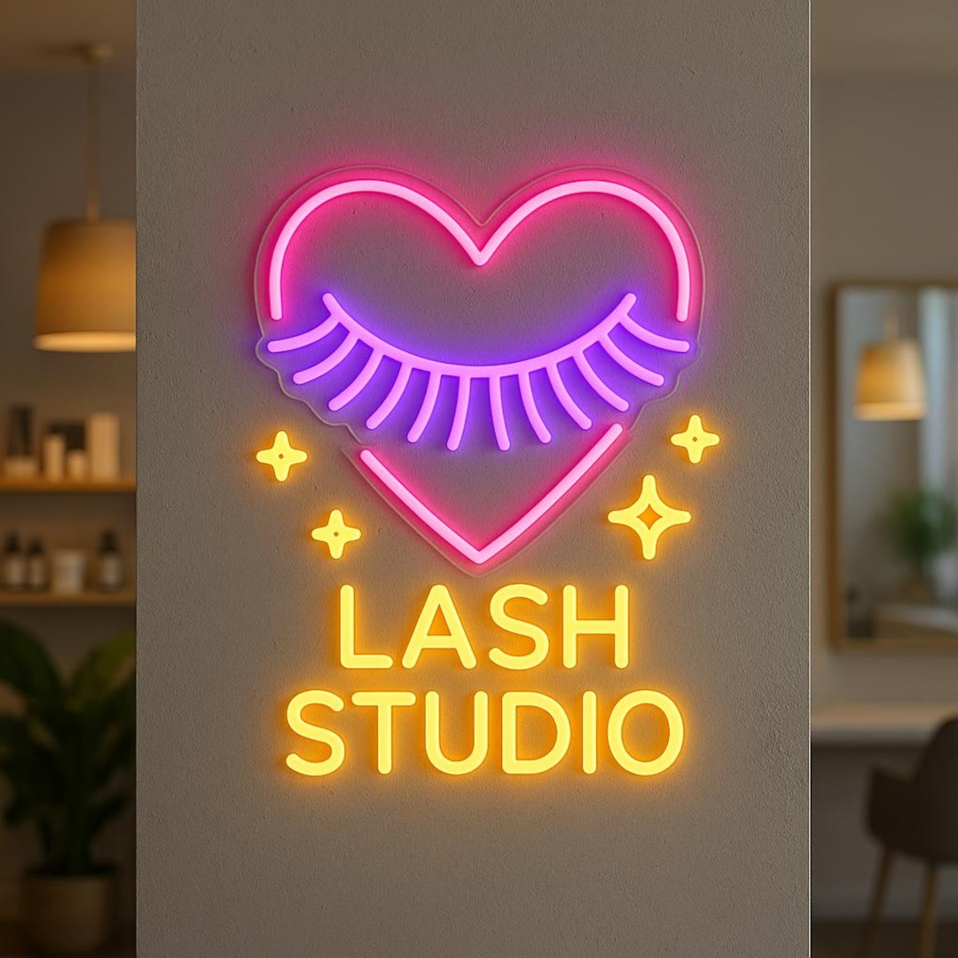 Lash Studio Neon Sign. Beauty Salon Led Sign. Eyelash and Eyebrow Care ...