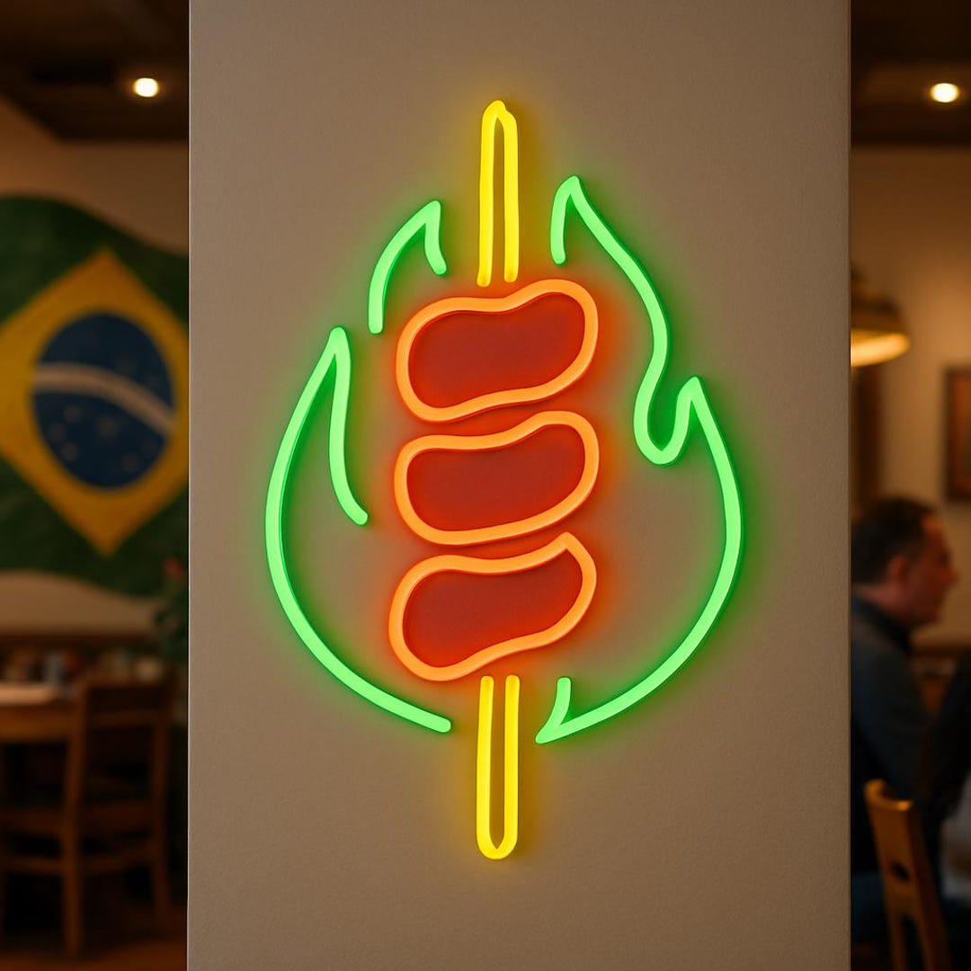 Brazilian Churrasco Neon Sign. Restaurant Light. Traditional Brazilian ...