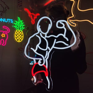 Athlete Neon Sign, Sportsman Neon Light, Man With Muscles Led Night ...
