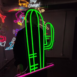 Сactus Neon Sign, Cactus in the Desert Led Light, Houseplant Led Sign ...