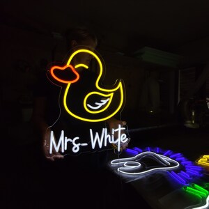Duck Neon Sign, Kids Room Decor, Rubber Duck - Led Light Sign, Custom ...