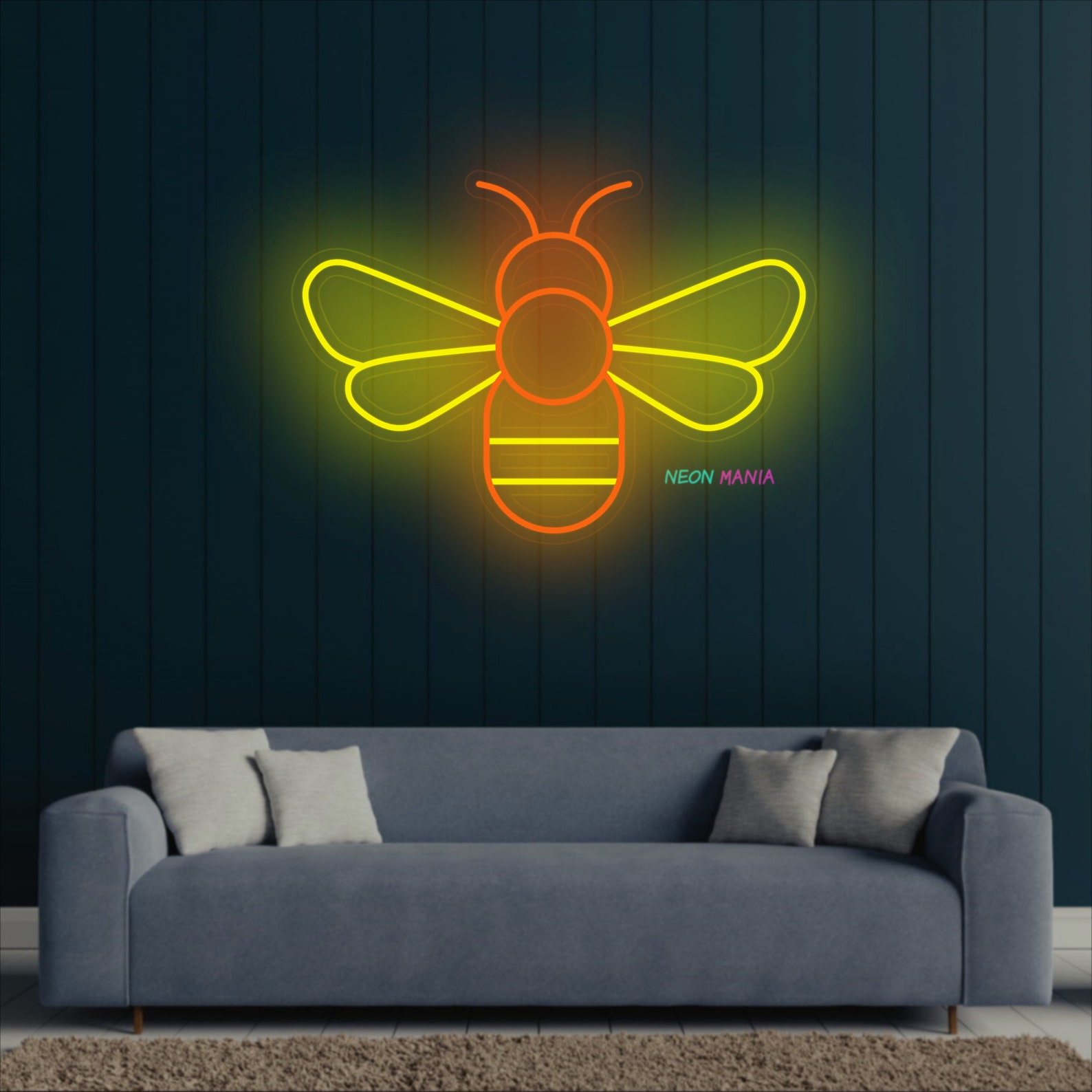 Bee Neon Sign Bee Led Neon Light Api Honeybee Led Night - Etsy