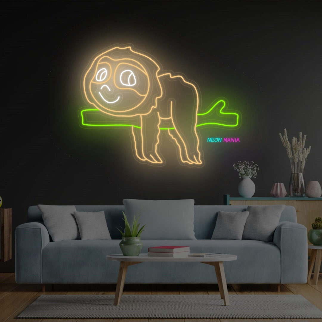 Sloth Neon Sign, Elusive Neon Light, Custom Kids Room Decor, Lazy Sloth ...