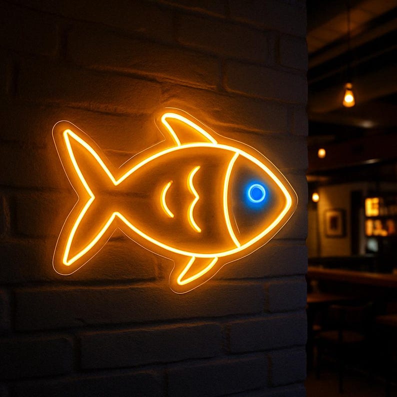 Fish Neon Sign. LED Decor for Seafood Restaurant. Gift Idea for Fish ...