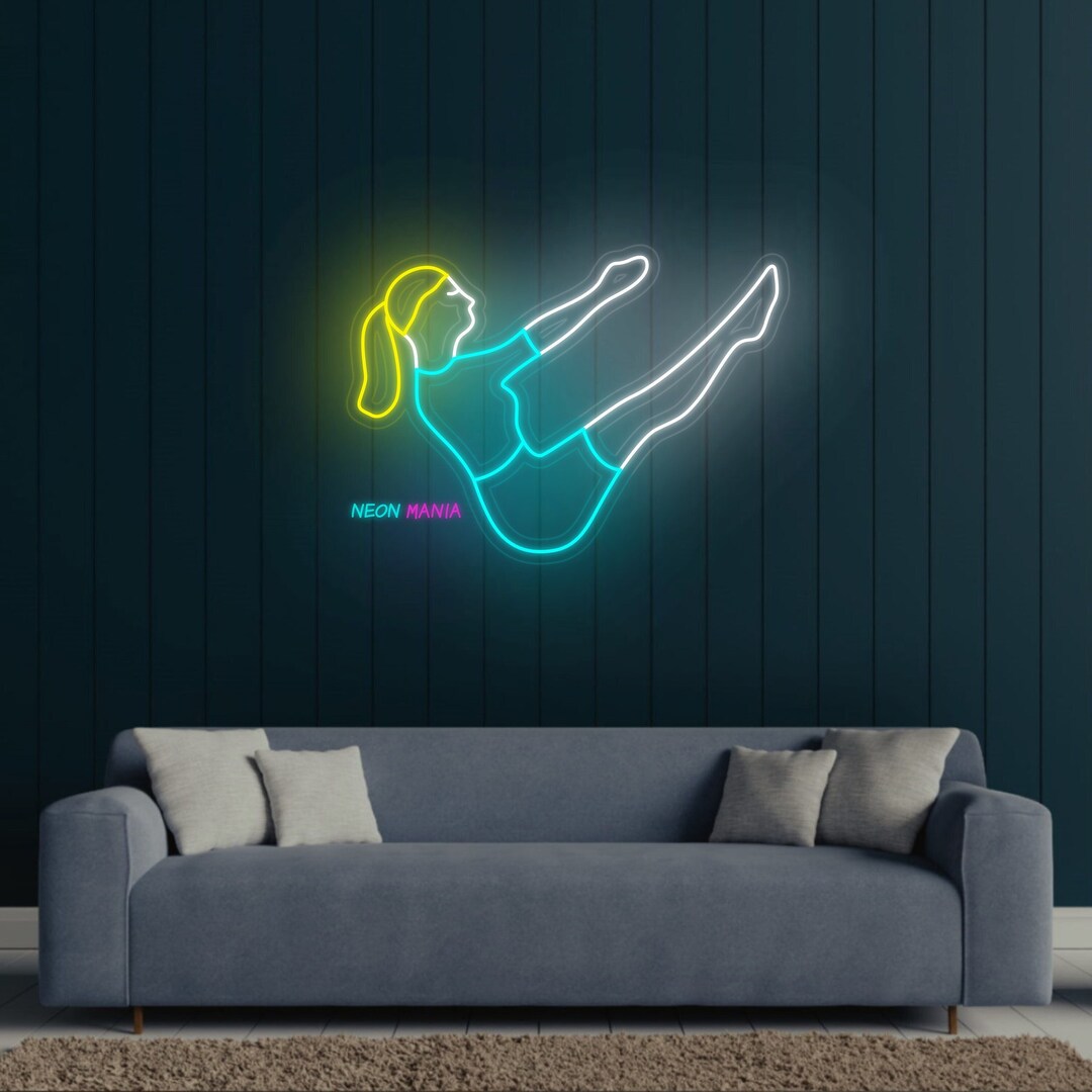 Pilates Neon Sign, Yoga Girl Neon Sign, Gymnast Led Light, Yoga Poses ...