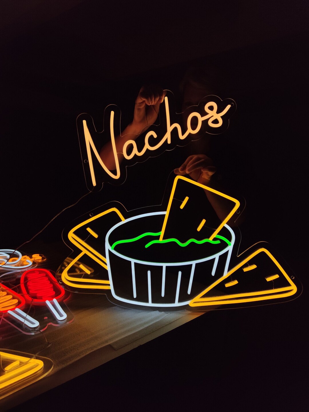 Nachos Neon Sign, Cheese Sauce Neon Light, Mexican Nachos Light Sign ...