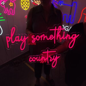 Play Something Country Neon Sign, Music Neon Light, Play Led Light ...
